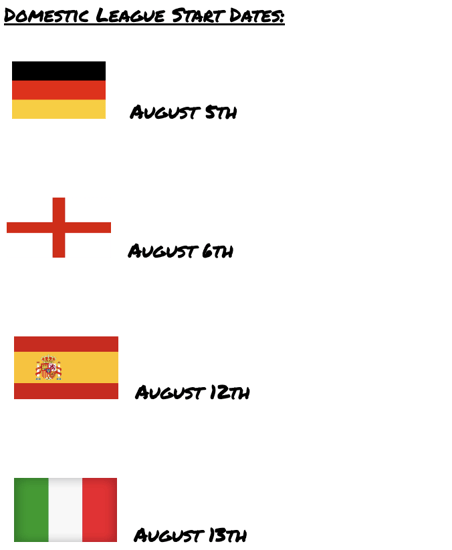 August Sports calendar